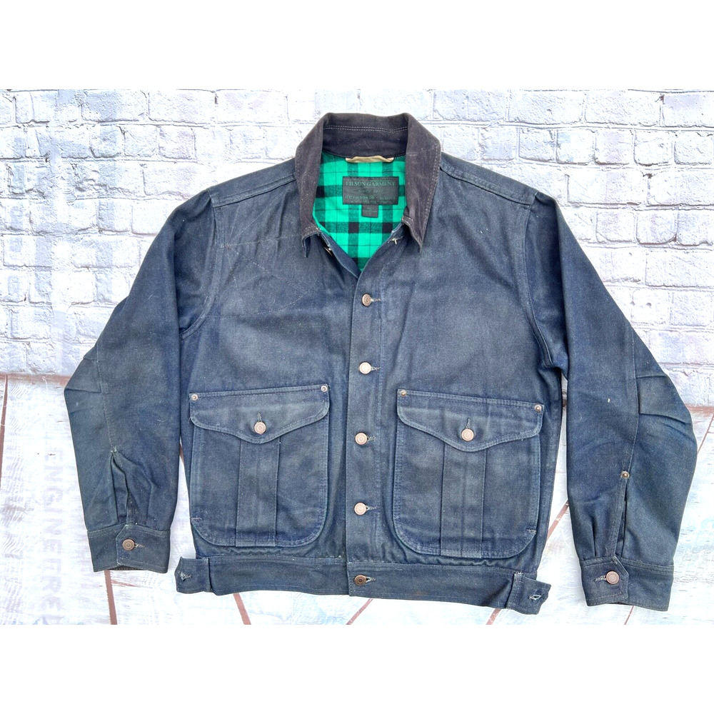 Rare Men Filson Waxed Denim Plaid Lined Shooting Barn… - Gem